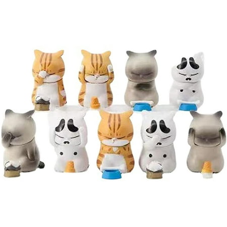 9pcs Cute Miniature Annoying Cat Figure Animal Cat Characters Toys Cute ...