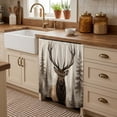 Brown Elk Cabinet Curtains 35"W x 35"L, Farm Pine Forest Tree Wildlife ...