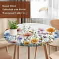 Country Wildflower Round Fitted Tablecloth with Elastic Edge, Colored ...