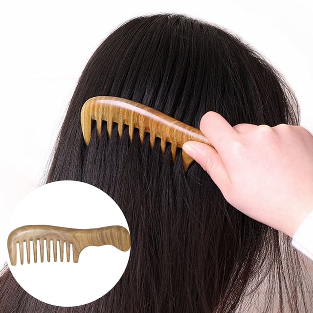 Wooden Wide Tooth Comb for Gentle Detangling of Curly and Natural Hair ...
