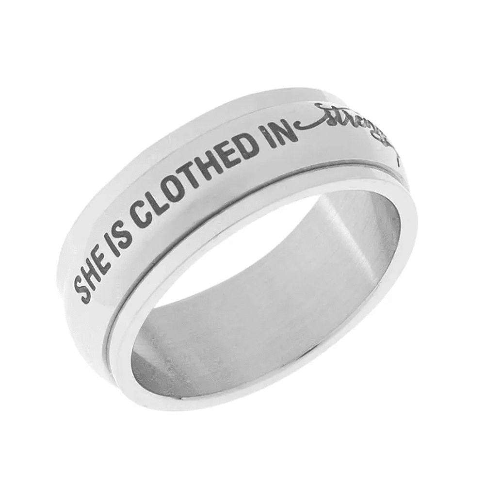 8mm Stainless Steel Women's Men's Inspirational Spinner Ring - She Is ...