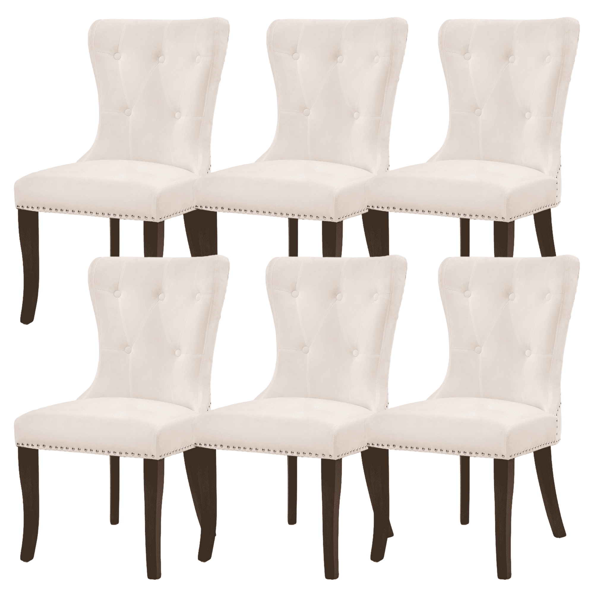 Modern Button Tufted Upholstered Dining Chairs with Nailhead Trim and ...