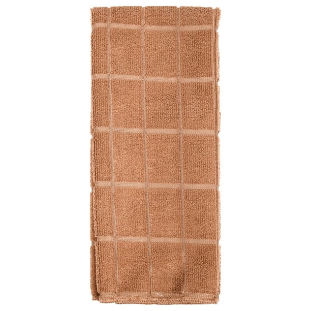 Kitchen Towels - Light Brown Windowpane Pattern Kitchen Towels, 15x25 ...