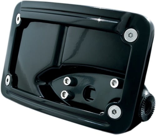 Kuryakyn Curved Horizontal Side Mount License Plate Holder, Black ...