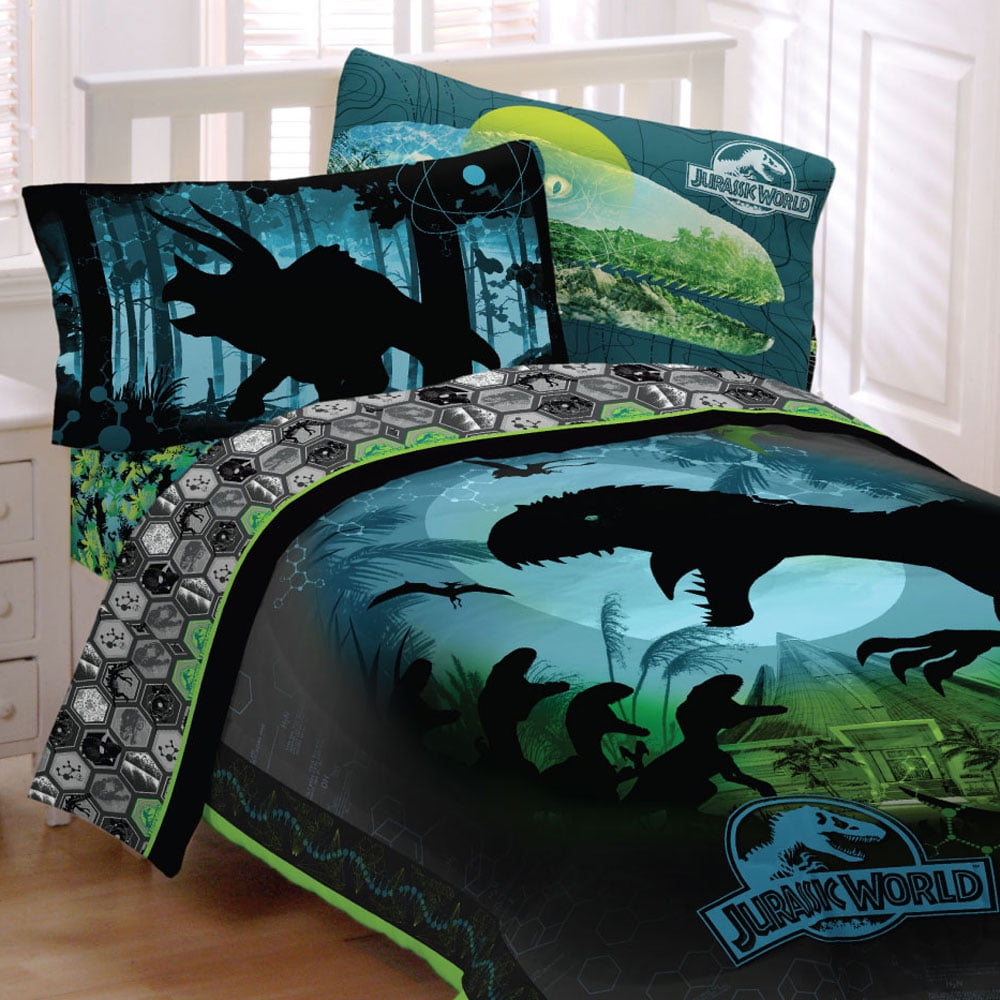 Jurassic World Bedding Set Biggest Growl Dinosaurs Comforter And Sheet Set