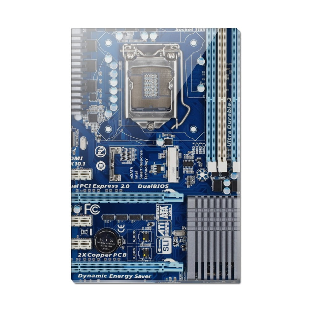 Blue Computer Motherboard Processor CPU Rectangle Acrylic Fridge ...