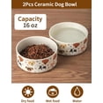 Ceramic Dog Bowls Set of 2, Pet Dogs Food Water Bowl with Cute Pattern ...