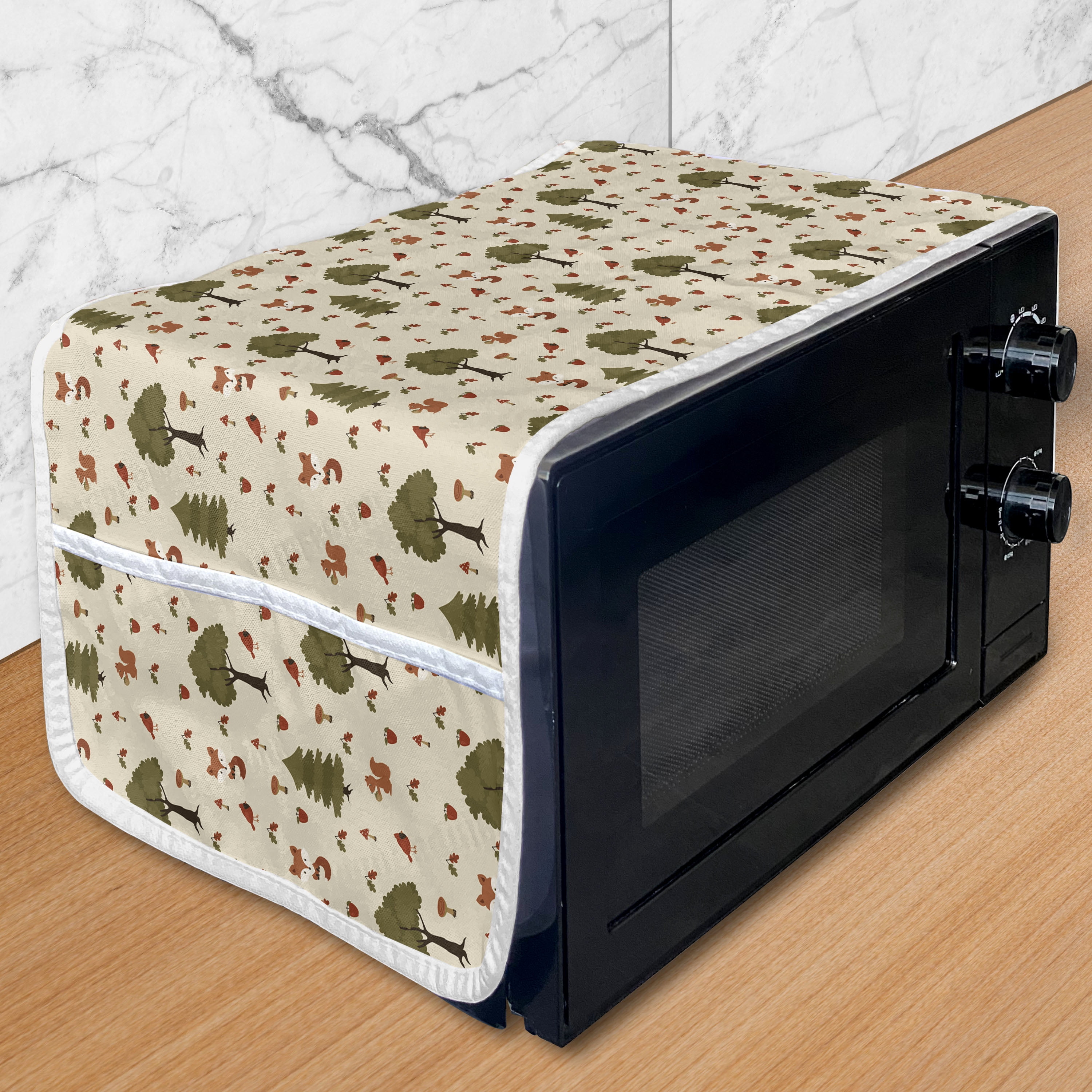 Woodsy Microwave Oven Cover, Furry Woodland Wild Animals in the Nature ...