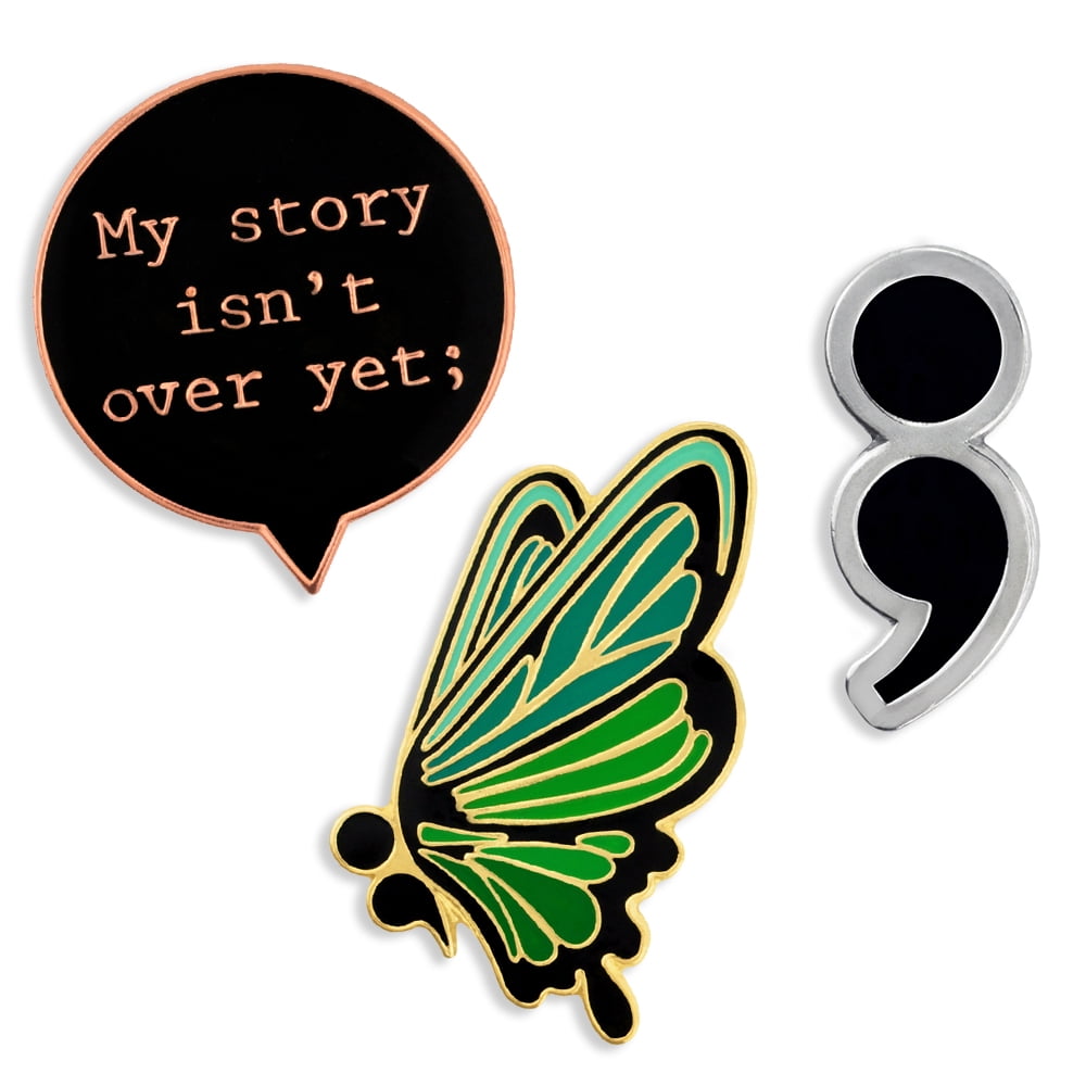 PinMart's Semicolon Butterfly Mental Health Awareness Suicide ... PinMart's Semicolon Butterfly Mental Health Awareness Suicide ...