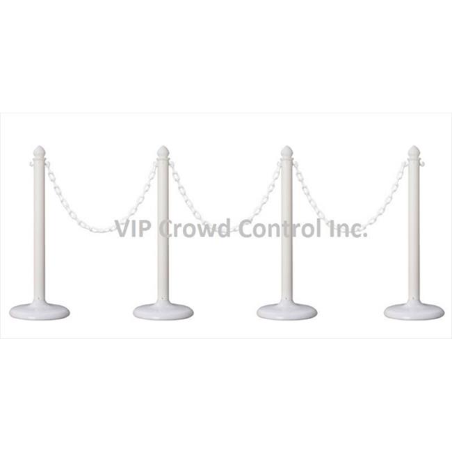 VIP Crowd Control 1842-4-32 14 in. Flat Base Plastic Stanchions - 32 ft ...