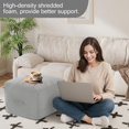 Square Grid Light Grey Stuffed Pouf Ottoman Foot Rest - Walmart.com