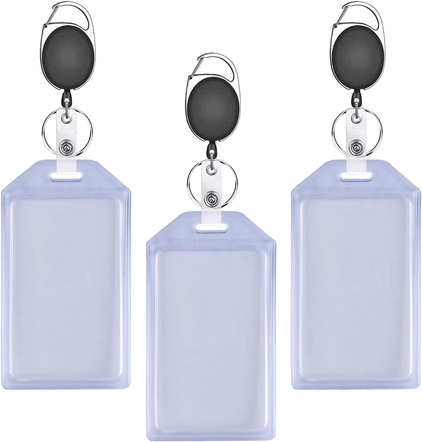 3 Pack Heavy Duty ID Card Badge Holder with 3 Pack Badge Holder Black Clip, Hard Plastic ...