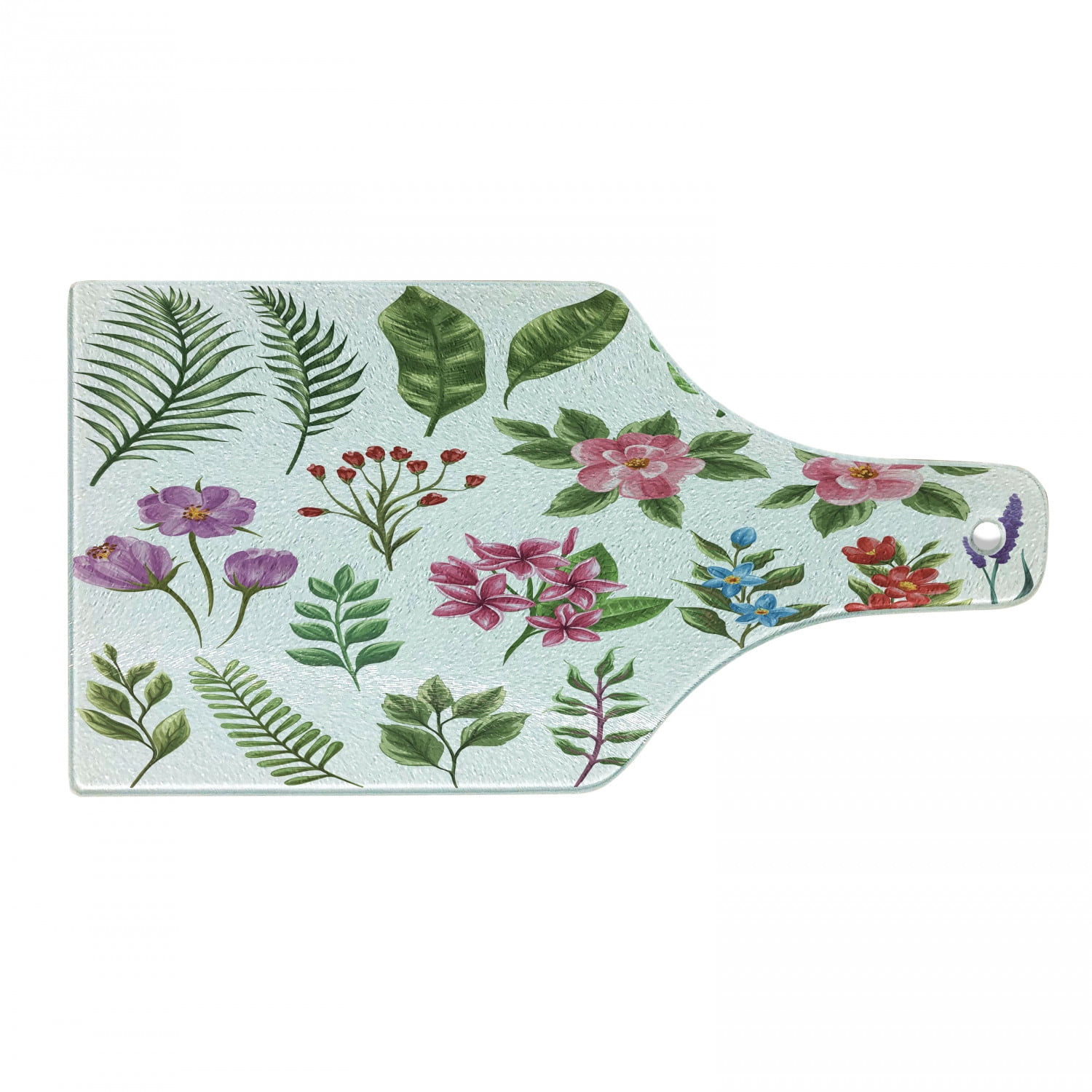 Plant Cutting Board, Exotic Flowers and Ferns Botanical Elements Flora ...