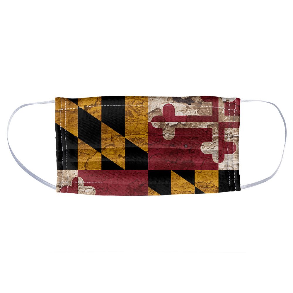 Rustic Distressed Maryland State Flag 1-Ply Reusable Face Mask Covering ...
