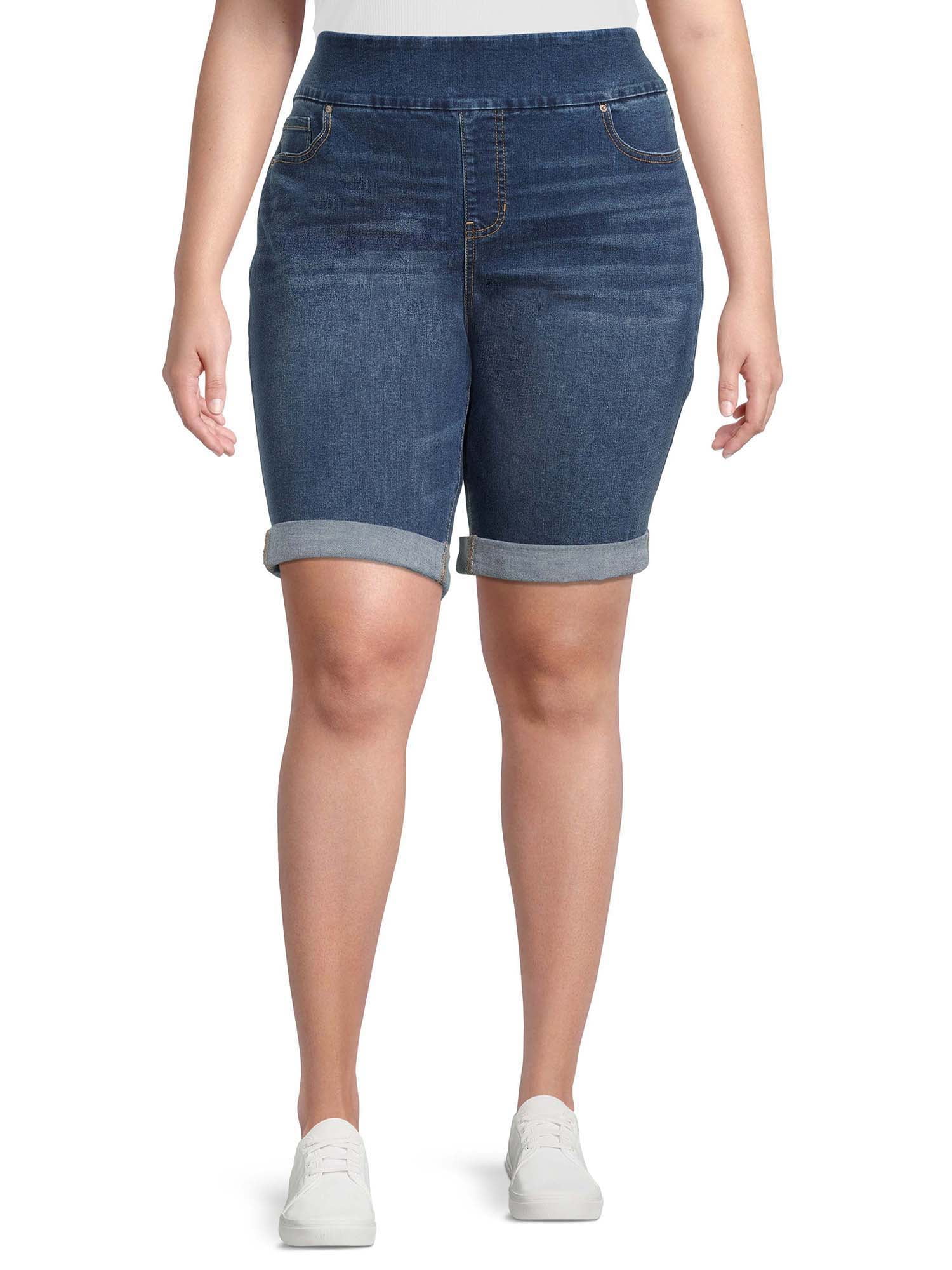 Terra & Sky Women's Plus Size Pull On Denim Bermuda Shorts - Walmart.com