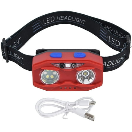 Headlights Waterproof Smart Hand Wave Induction Outdoor Hunting Red LED ...