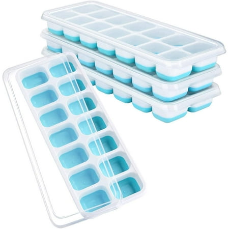Ice Cube Trays 4 Pack, Flexible 14-Ice Trays with Spill-Resistant ...
