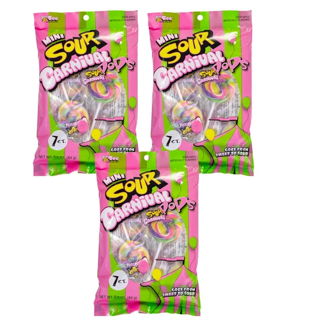Mini Carnival Sour Pops, Swirl Lollipop Mixed Fruit Flavor Suckers for ...