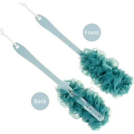 2 Pack Loofah Sponge Back Scrubber Long Handled Sponge Mesh Pouf Shower ...