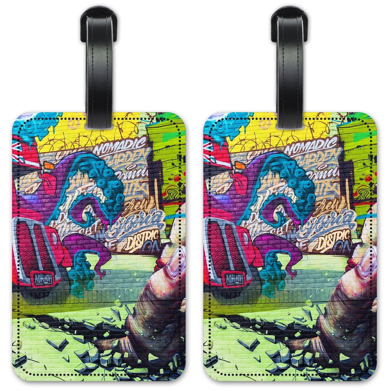 Brick Graffiti - Luggage ID Tags / Suitcase Identification Cards - Set ...
