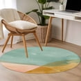 Abstract Beach 3FT Round Area Rugs Watercolor Teal Pink Brown Gradient ...