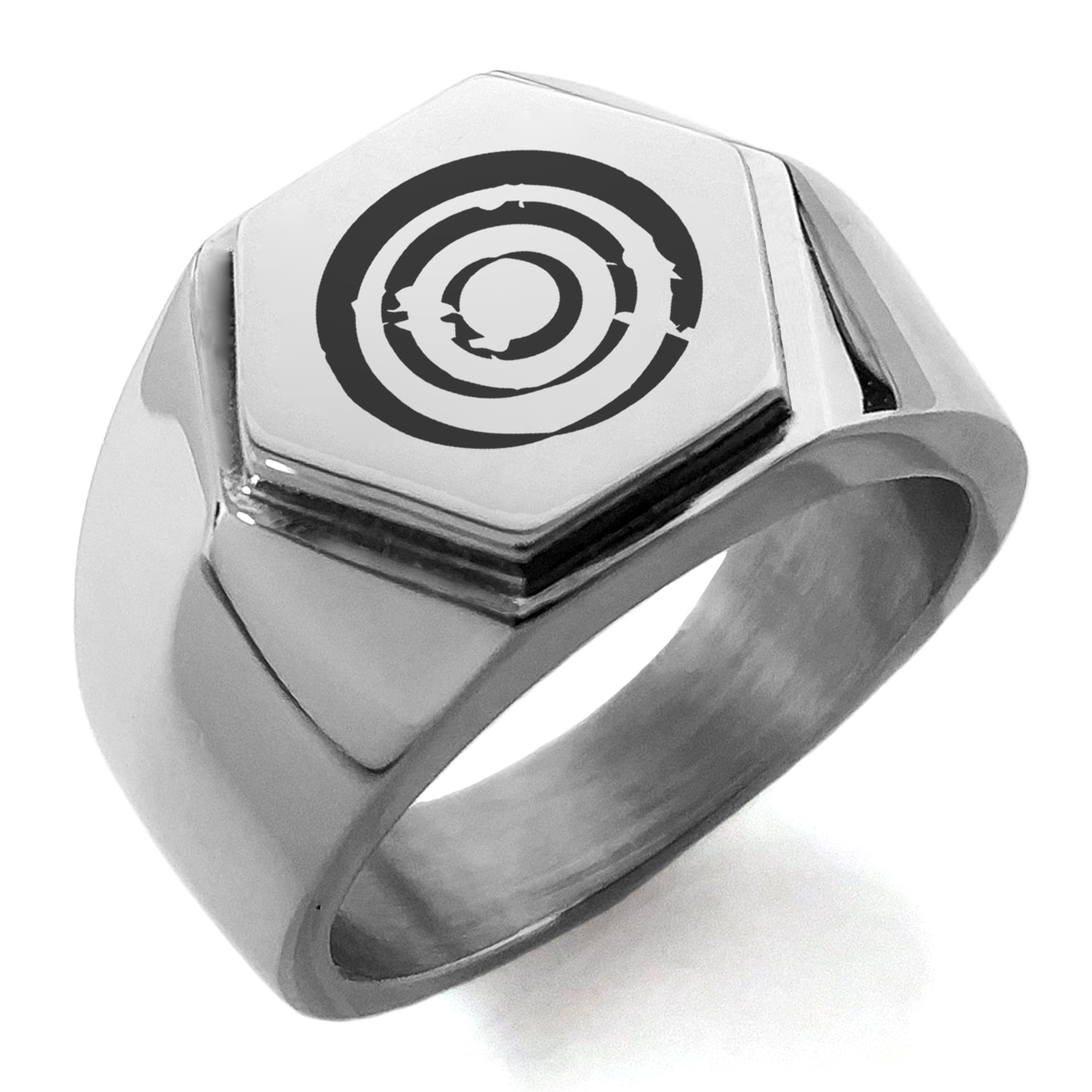 Stainless Steel Ancient Tribal Greatness Rune Engraved Hexagon Crest ...