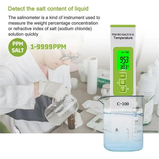 5-in-1 Tds/ec/salinity/s.g./temperature Salt Meter Digital Sea Water ...
