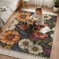 Bedroom Rug Carpet 3'x 5', Vintage Flower Washable Floor Carpet with ...