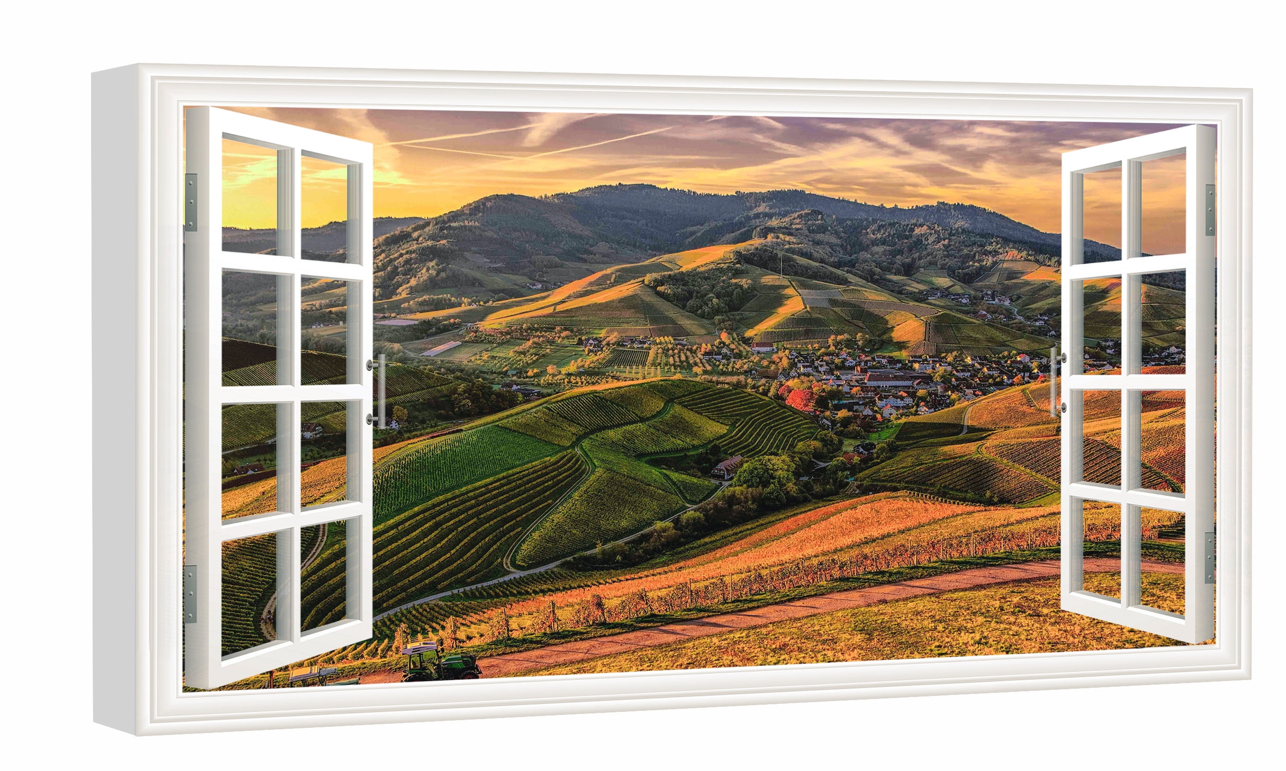 Window View of Terrace Canvs Art Fake Open Window Wall Art Terrace ...