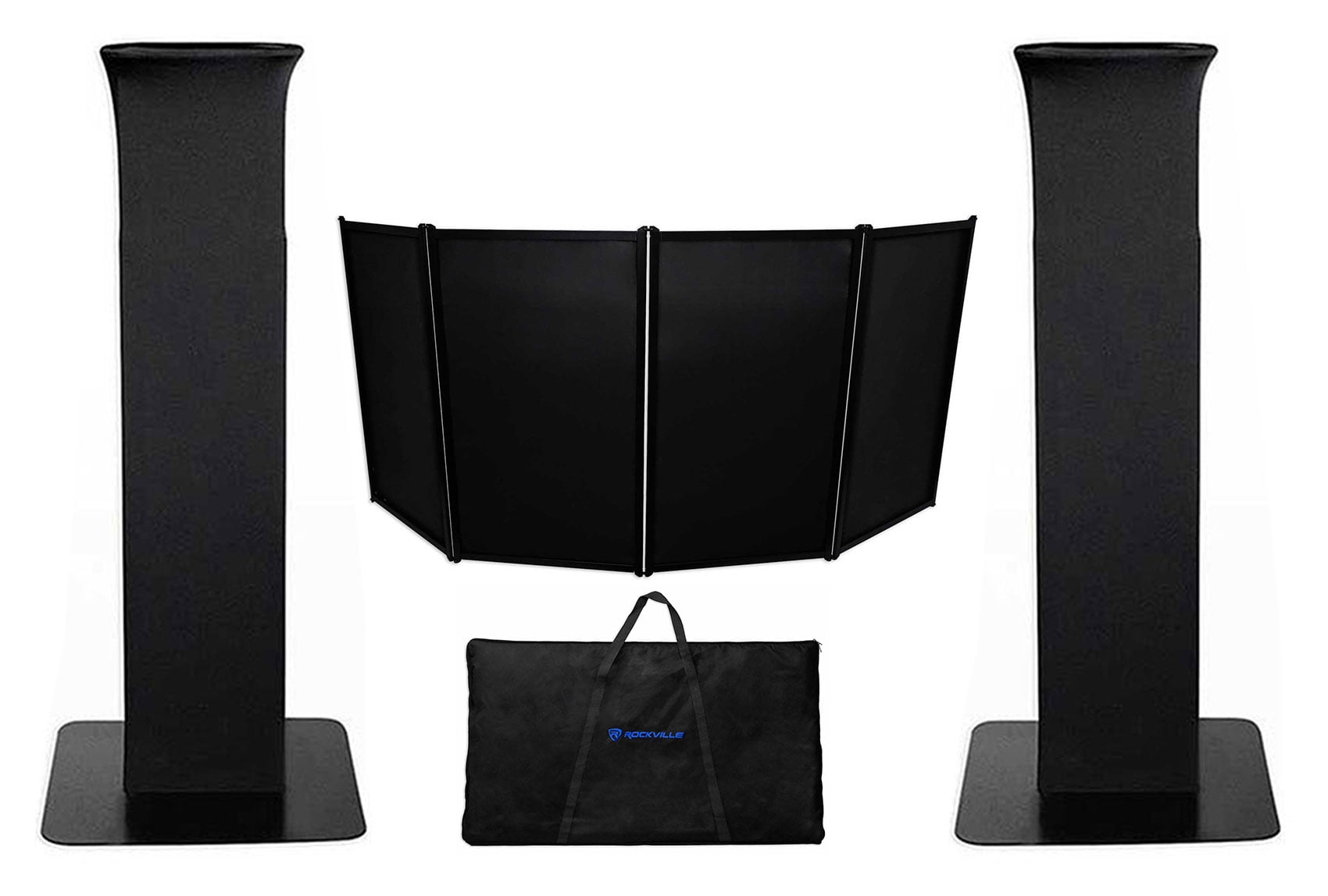 (2) Rockville RTP32B Totem Moving Head Light Stands+Black+White Scrims ...