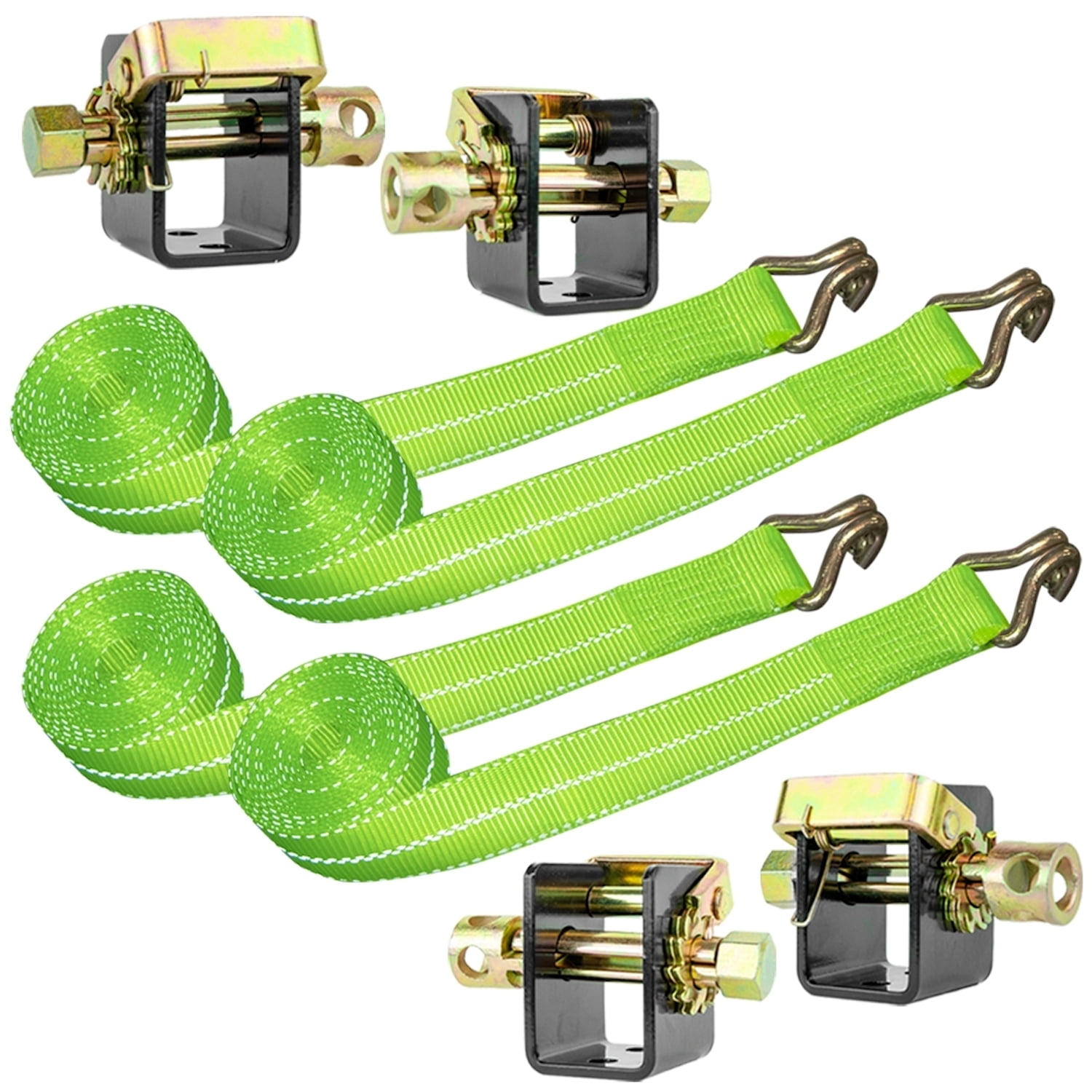 VULCAN Lashing Winch and Winch Strap Kit - 2 Inch - High-Viz - 3,300 ...