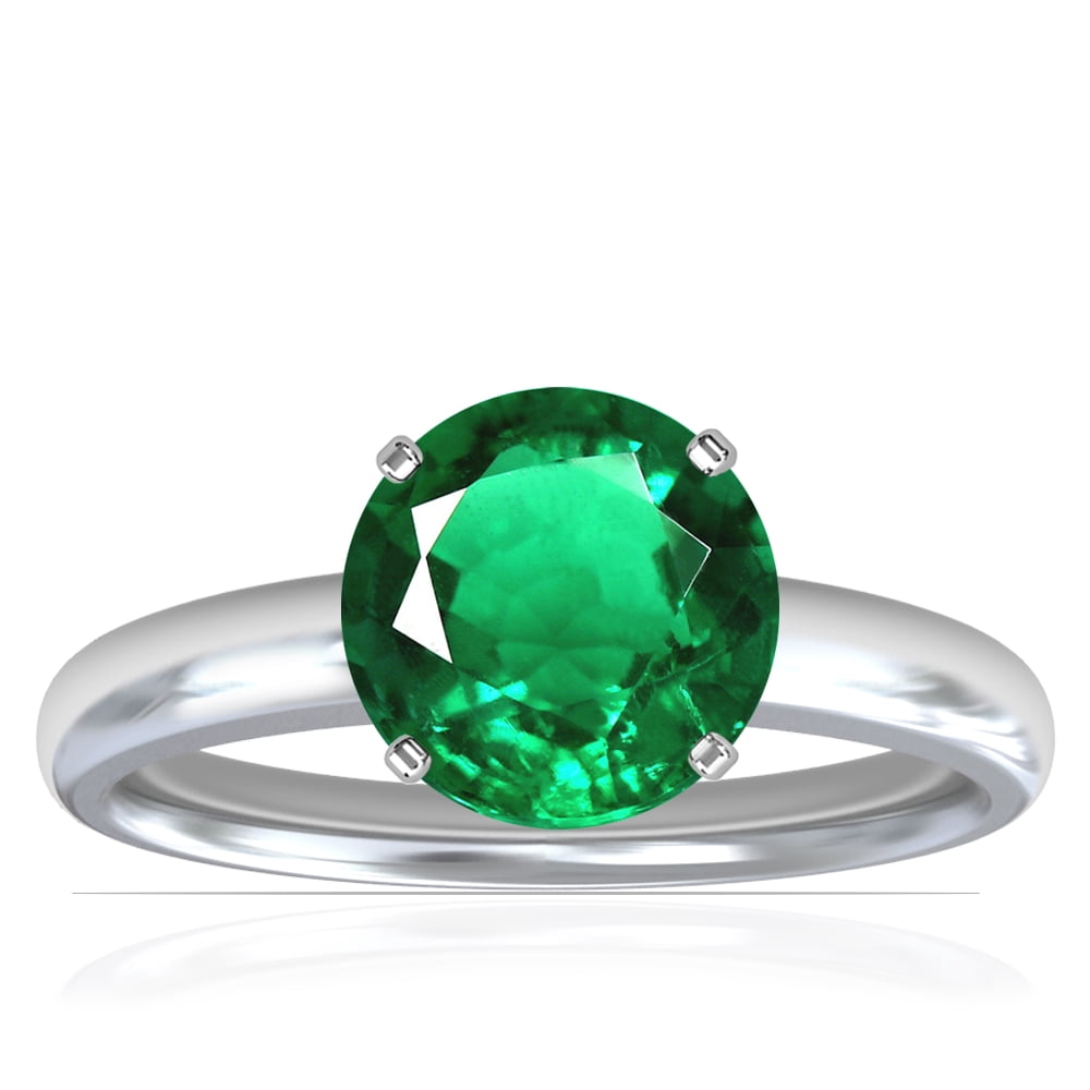 GemsNY May Birthstone - Traditional Round Emerald Solitaire Ring (1 ...
