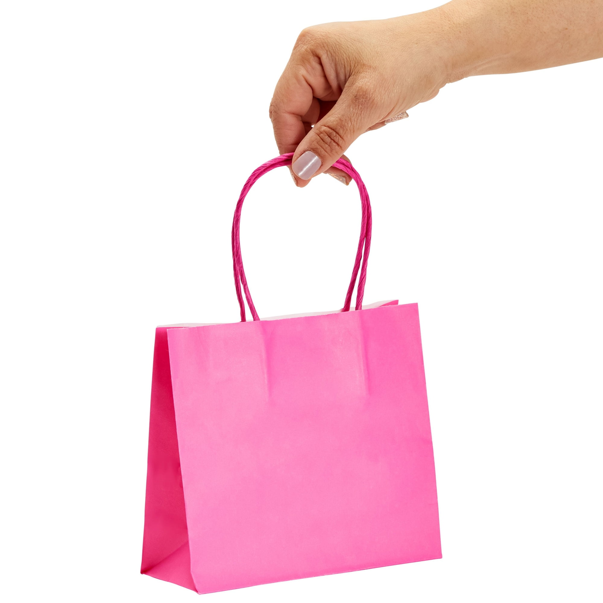 50 Pack Mini Pink Kraft Paper Gift Bags with Handles 6x5x2.5 in Walmart