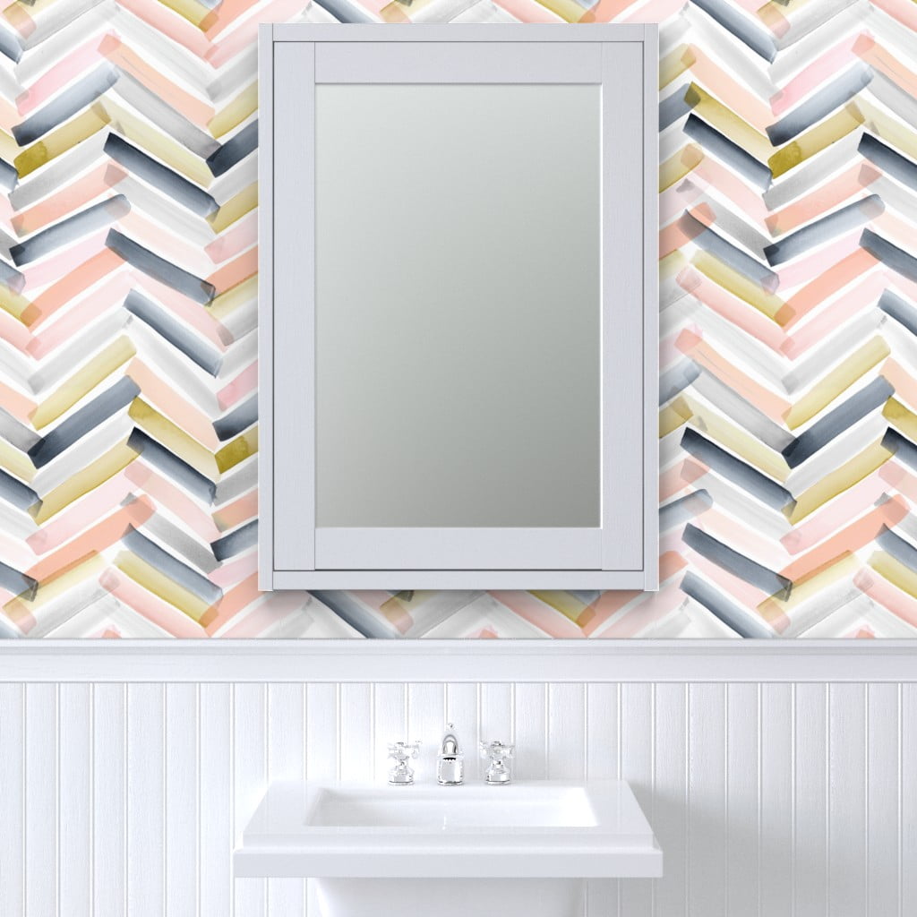 Pink And Navy Blue Chevron Wallpaper