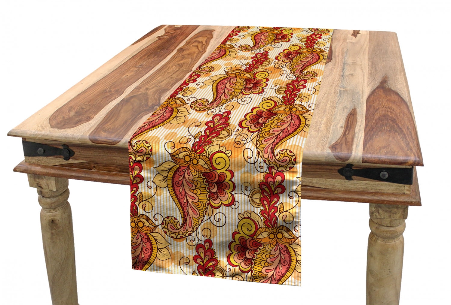 Asian Table Runner, Traditional Paisley in Colors Floral Ornamental ...