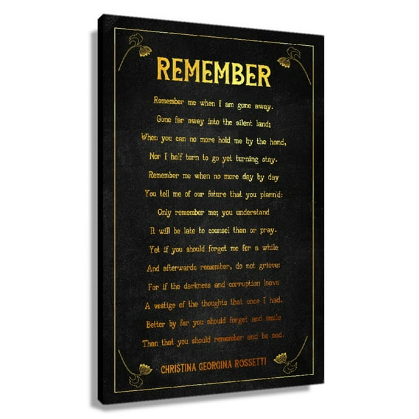 Remember Poem Wall Decor Christina Rossetti Quote Wall Art Poetry ...
