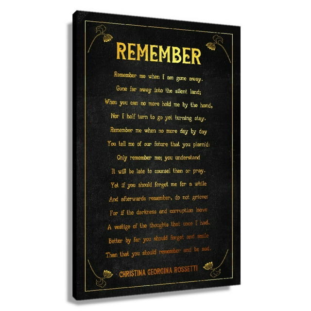 Remember Poem Wall Decor Christina Rossetti Quote Wall Art Poetry ...