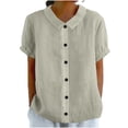 ClodeEU Women's Peter Pan Collar Short Sleeve Button Down Blouse,Casual ...