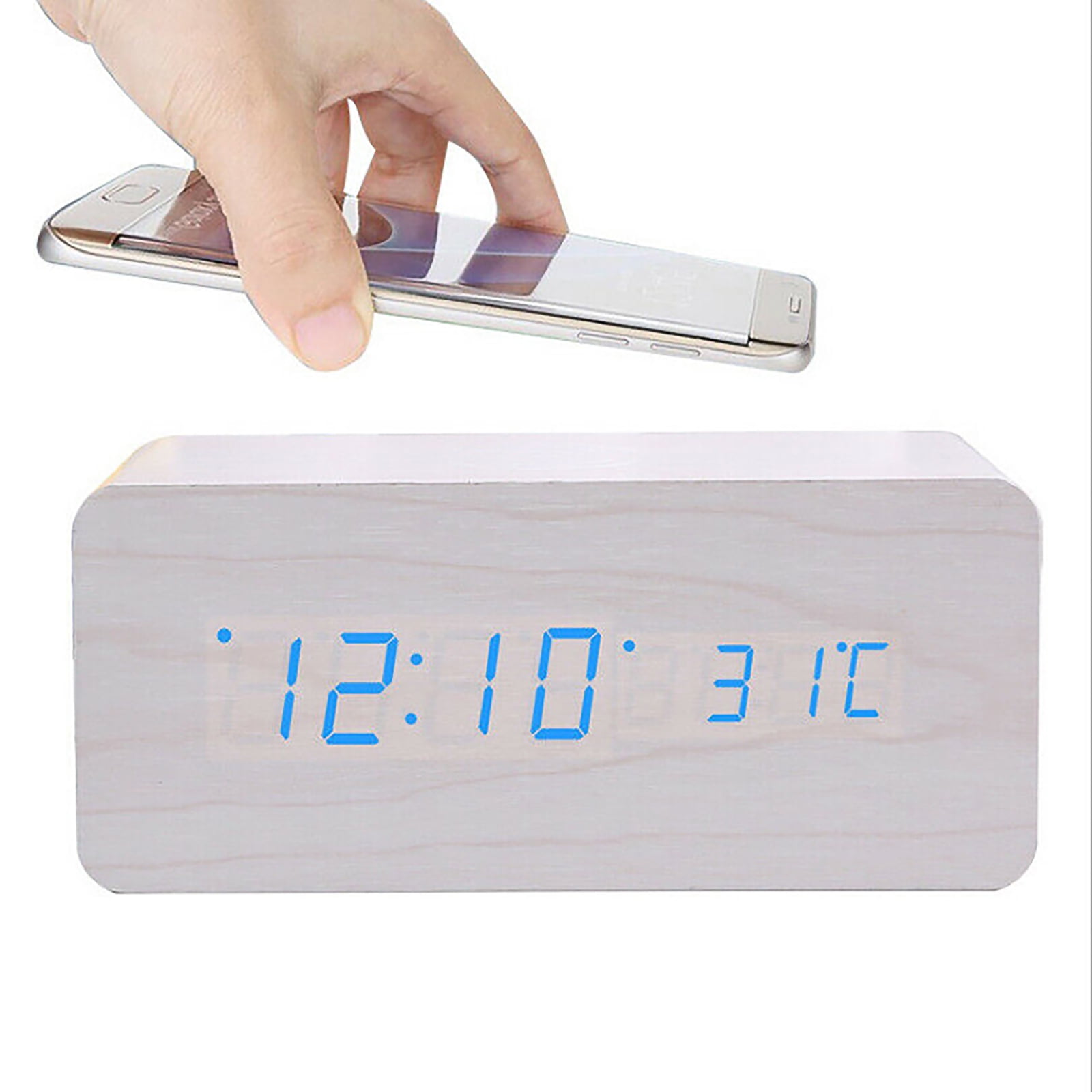 TureClos Multifunctional Wooden Digital LED Desk Alarm Clock ...