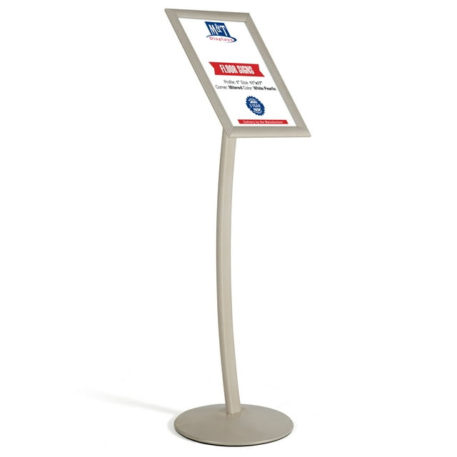 M&T Displays Curved Menu Board, 11x17 inch White Pearlic Pedestal Sign ...