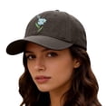 Baseball Cap Adjustable Hand Embroidered Flower Design Classic Womens ...