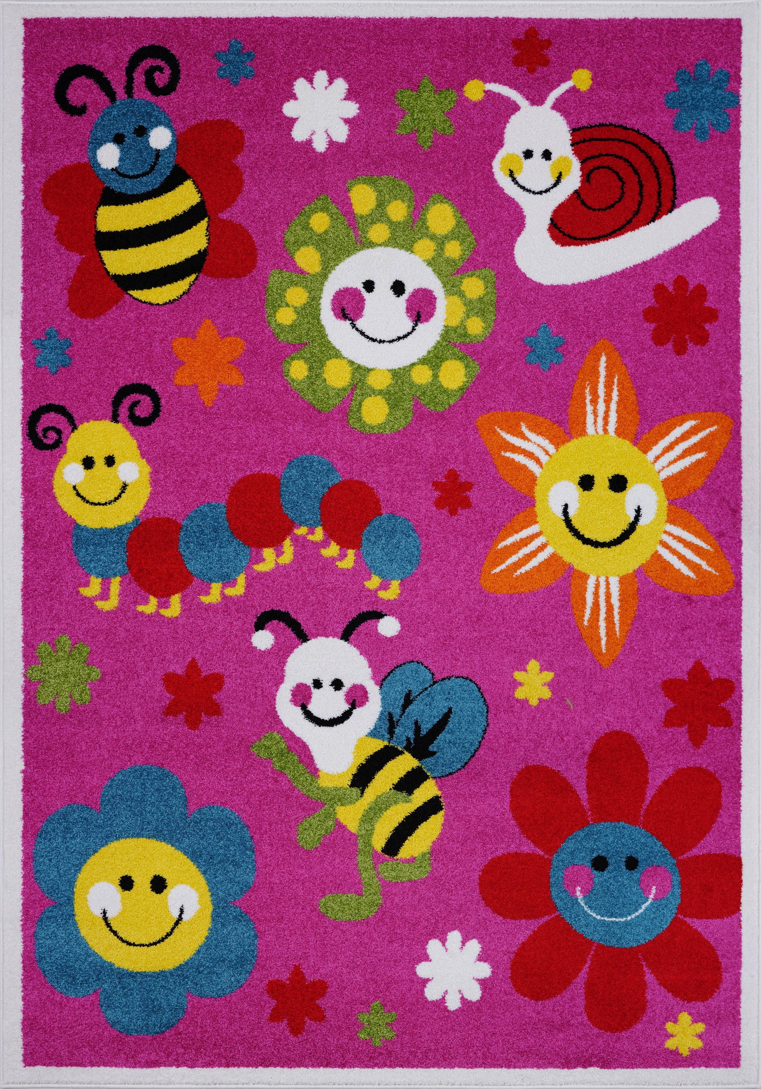 Ladole Rugs Cute Bees and Flowers Smiley Faces Kids Area Rug Carpet in ...