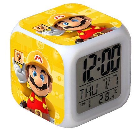 Super Mario Colorful Color Changing Alarm Clock Led Animation Cartoon ...