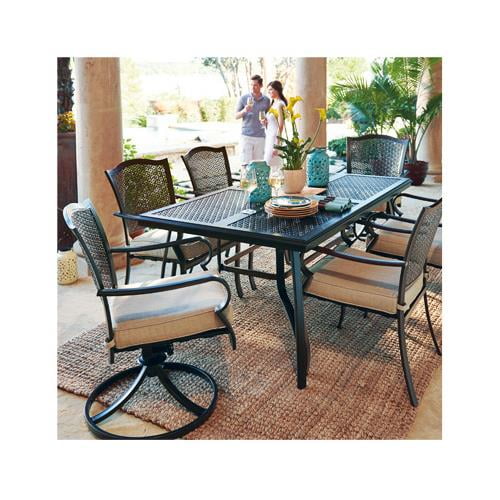Letright Industrial 723.005.000 Corsica Patio Collection 7-Pc. Dining Set, Tan Cushions & Brown ...