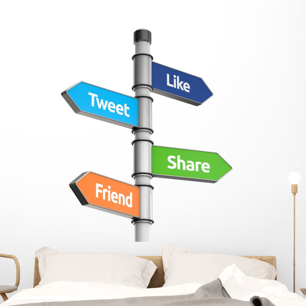 Social Media Signpost for Wall Decal by Wallmonkeys Peel and Stick ...