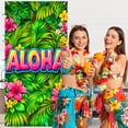 3x6FT Aloha Door Cover Hawaiian Tropical Leaf Door Banner Colorful ...