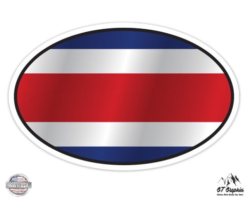 Costa Rica Flag Oval - 5" Vinyl Sticker - For Car Laptop I-Pad ...
