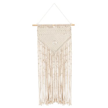 Nearly Natural 24" x 10" Handmade Bohemian Off-White Macrame Dreamcatcher Wall Hanging Décor ...