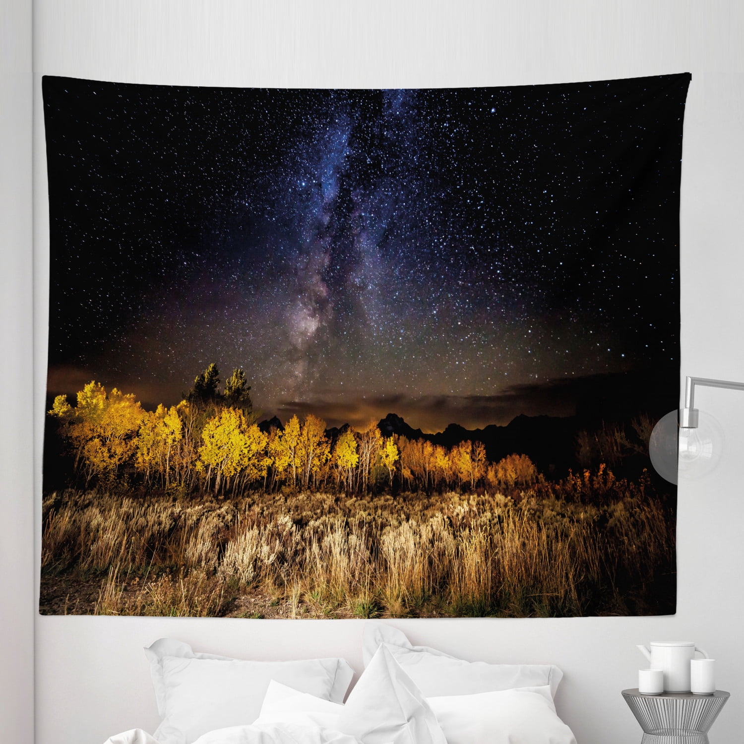 Wyoming Tapestry, Starry Autumn Night View Photo with Milky Way Aspen ...