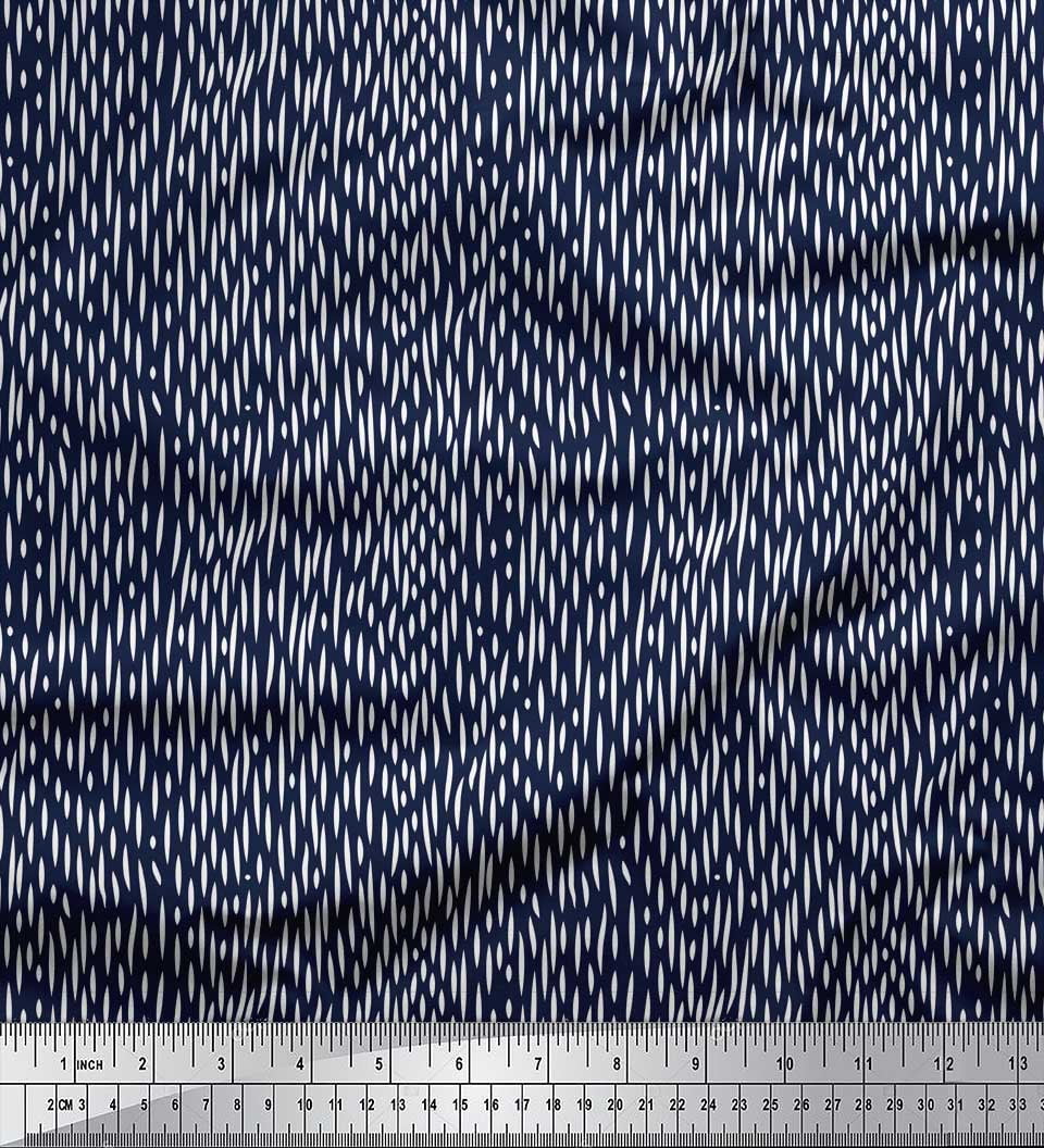 Soimoi Blue Cotton Duck Fabric Brush Stroke Abstract Print Fabric by ...